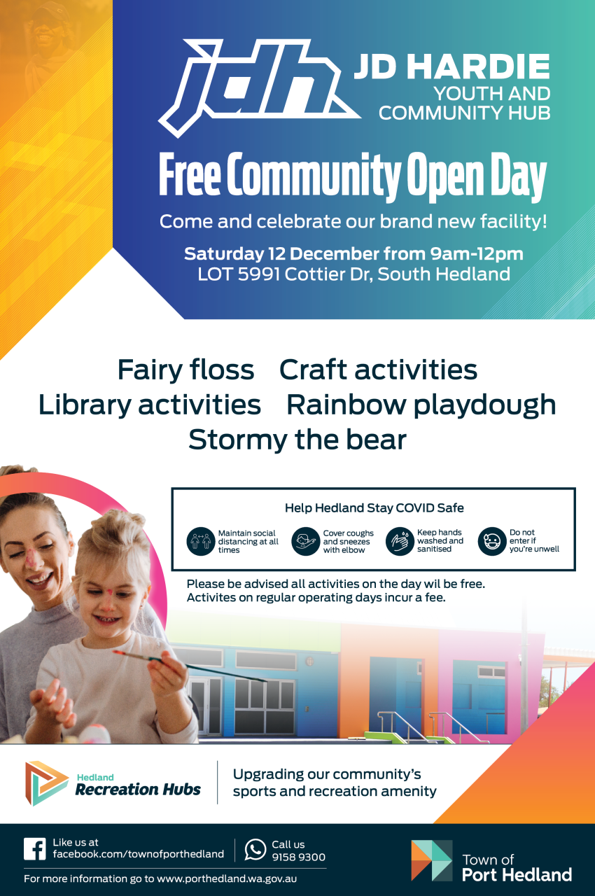 JD Hardie Youth & Community Hub Free Community Open Day » Port Hedland ...