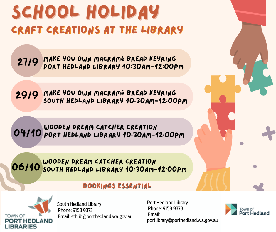 School Holiday Craft at the Libraries » Port Hedland Leisure