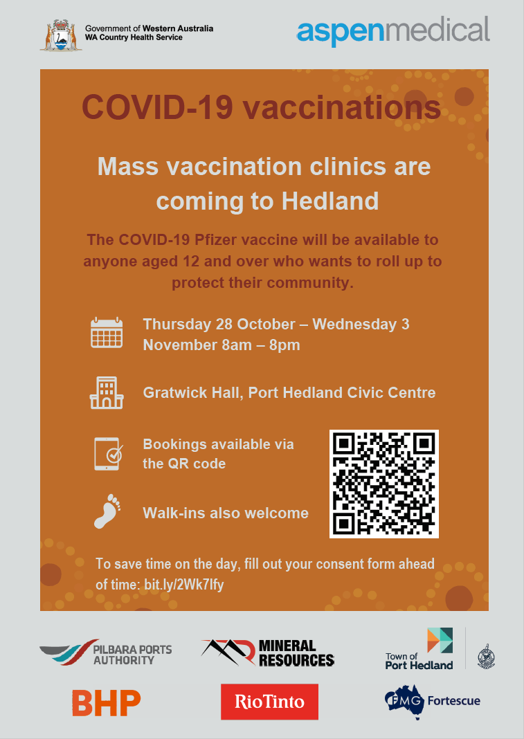 COVID-19 Pfizer Mass Vaccination Clinic » Port Hedland Leisure